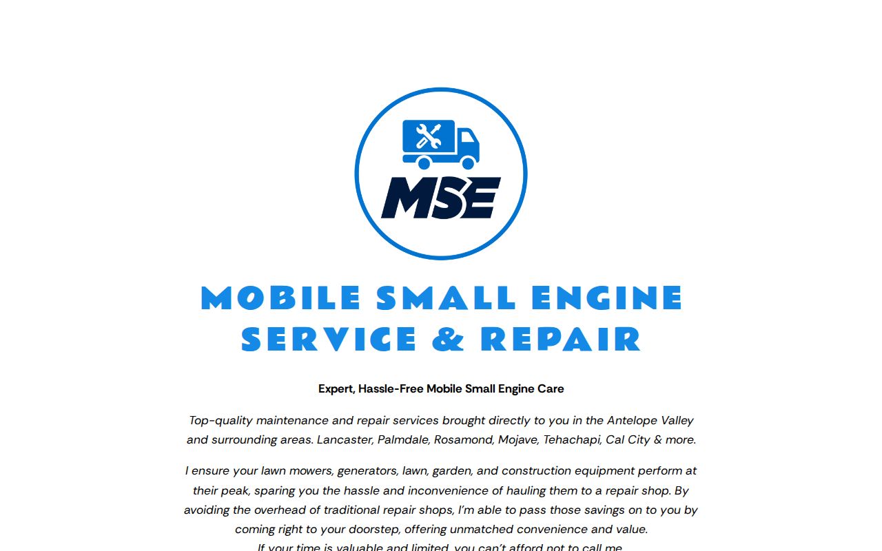 Mobile Small Engine Service & Repair